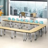 China Foldable Training Room Desk Stackable Meeting Room Tables With Wheels for sale
