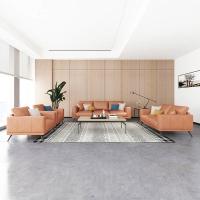 China Simple Office Furniture Sofa Modular Brown Synthetic Leather Sofa Set for sale