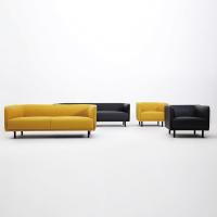 China Modern 3 Seater Living Room Sofa Yellow PU Leather Office Sofa Set for sale