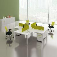 China White Wooden 4 People 120 Degree Office Modular Workstations for sale
