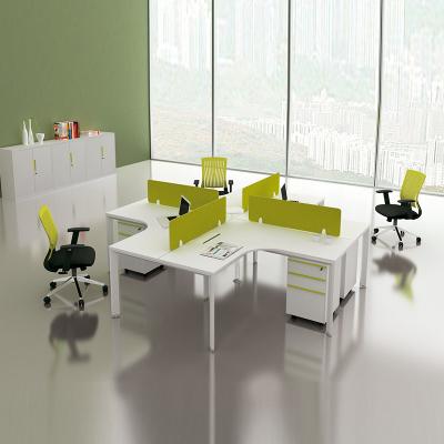 China White Wooden 4 People 120 Degree Office Modular Workstations for sale