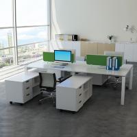 China White Modular Cubicle Office Table Desk Workstation For 4 People for sale