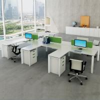 China White Modular Cubicle Office Table Desk Workstation For 4 People for sale