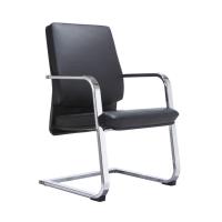 China PU Leather Office Chair Black Leather Conference Chair Without Wheels for sale