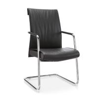 China PU Leather Office Chair Black Leather Conference Chair Without Wheels for sale