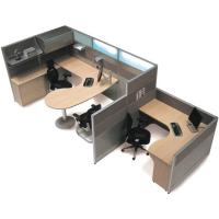 China Simple 4 Seater Modular Privacy Office Cubicle Workstation With Top Cabinet for sale