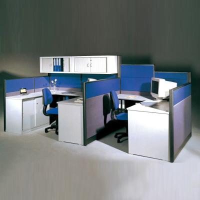 China Simple 4 Seater Modular Privacy Office Cubicle Workstation With Top Cabinet for sale