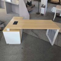 China Customized Wood L Shaped Manager Commercial Office Desk With Side Cabinet for sale