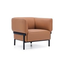 China Orange Modern Office Sectional Sofa Leather Reception Sofa For Office for sale