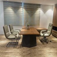 China Luxury Executive Office Table L-Shaped Boss Furniture With Wooden Panel for sale