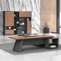 China Luxury Executive Office Table L-Shaped Boss Furniture With Wooden Panel for sale