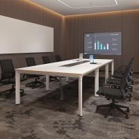 China White Meeting Room Furniture Wood 8 Person Conference Room Table And Chairs for sale