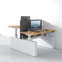 China Wood Ergonomic Sit Stand Table Electric Height Adjustable Standing Desk for sale