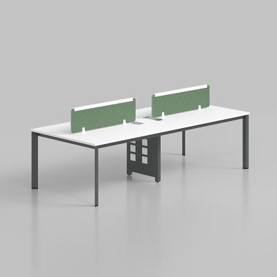 China Wooden Office Furniture White Office Computer Desk 4 Seater Workstation for sale