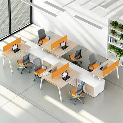 China Wooden Workstations Computer Desk 4 Seated Staff Desk Office Cubicles Zoned Workstations for sale