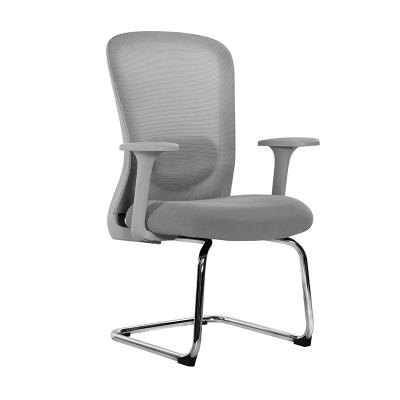 China High Quality Metal Legs Gray Mesh Office Ergonomic Chair Without Wheels for sale