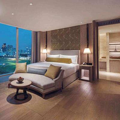 China Customized King Size Villa Hotel Wood Bed Room Furnitures Set Solution for sale