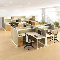 China Customized Size Office Workstation with Melamine Board Desktop and Aluminum Frame Modular Office Furniture for sale