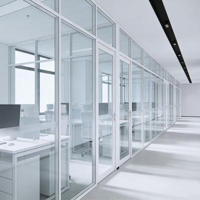 China Modern Style Aluminum Glass Clear Transparent Glass Partition Wall for Office for sale