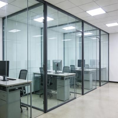 China Office Partition Aluminium Profile Transparent Glass Office Divider Partition Wall for sale