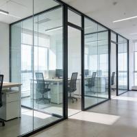 China Office Partition Aluminium Profile Transparent Glass Office Divider Partition Wall for sale