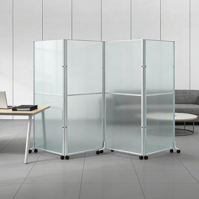 China Modern Foldable Room Dividers Acrylic Office Table Partition Wall With Wheel for sale