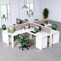 China Office Project Furniture Custom White And Pink 4 Person Modular Office Workstations for sale