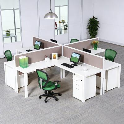 China Office Project Furniture Custom White And Pink 4 Person Modular Office Workstations for sale