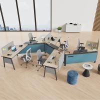 China Customized Size Office Workstation with Melamine Board Desktop and Aluminum Frame Modular Office Furniture for sale