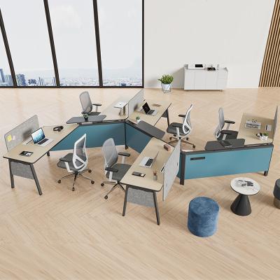 China Customized Size Office Workstation with Melamine Board Desktop and Aluminum Frame Modular Office Furniture for sale