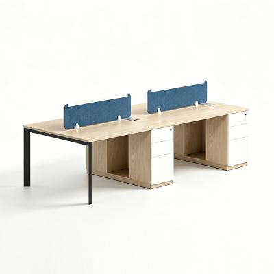 China Custom Size Office Workstation Desks Designed with Melamine Board Desktop for Modular Office Furniture for sale