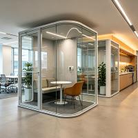 China Customized Size Modular Glass Office Partition System with Soundproofing Strips and Powder-Coated Aluminum Frame for sale