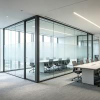 China Soundproof Transparent Glass Office Partition Wall with Customized Size Modular Office Space Divider for sale