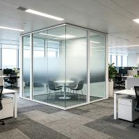 China Customized Size Modular Glass Office Partition System with Soundproofing Strips and Powder-Coated Aluminum Frame for sale