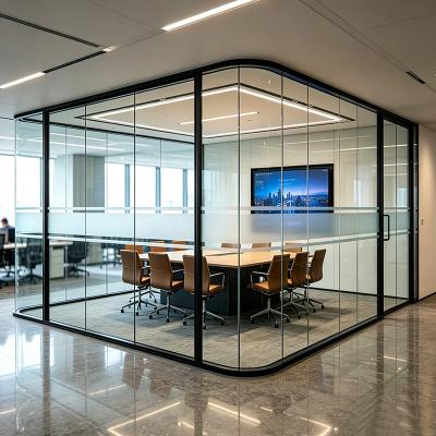 China Soundproof Transparent Glass Office Partition Wall with Customized Size Modular Office Space Divider for sale