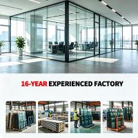 China Soundproof Transparent Glass Office Partition Wall with Customized Size Modular Office Space Divider for sale