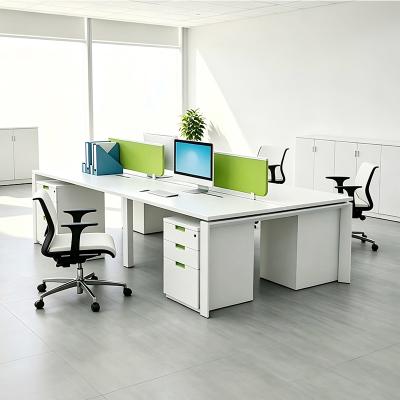 China BS-WT48 Modular Office Table with Melamine Board Green Fabric Partition and Cable Management for sale