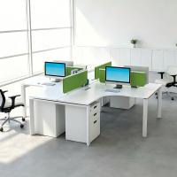 China BS-WT48 Modular Office Table with Melamine Board Green Fabric Partition and Cable Management for sale