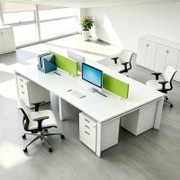 China BS-WT48 Modular Office Table with Melamine Board Green Fabric Partition and Cable Management for sale