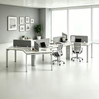 China Modular Workstation Desk with 25mm Thick Desktop and 2 4 6 Seater Configurations in Melamine Board for sale