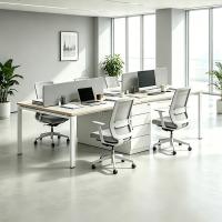 China Modular Workstation Desk with 25mm Thick Desktop and 2 4 6 Seater Configurations in Melamine Board for sale