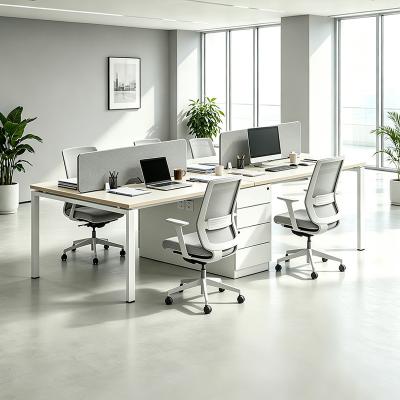 China Modular Workstation Desk with 25mm Thick Desktop and 2 4 6 Seater Configurations in Melamine Board for sale