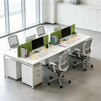 China BS-WT62 4 Person Office Workstation Desk with White Melamine Board and Cable Management for sale