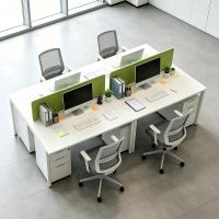 China BS-WT62 4 Person Office Workstation Desk with White Melamine Board and Cable Management for sale
