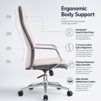 China Modern Ergonomic Executive Office Chair with Adjustable Height 360 Degree Swivel and PU Leather Upholstery for sale