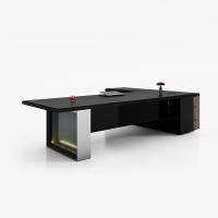 China Luxury Executive Desk Boss Desk with Soft-Close Drawers Fingerprint Lock American Red Oak Veneer for sale