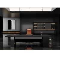 China Luxury Executive Desk Boss Desk with Soft-Close Drawers Fingerprint Lock American Red Oak Veneer for sale