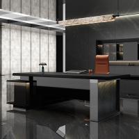 China 2.4M Executive Office Desk CEO Desk with E1 Grade HDF Top and Stainless Steel Legs for sale