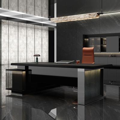China 2.4M Executive Office Desk CEO Desk with E1 Grade HDF Top and Stainless Steel Legs for sale