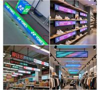 China Long Shape Stretch Bar Supermarket Shelf Screen LED Display Smart Split Ultra Wide Digital Signage for sale